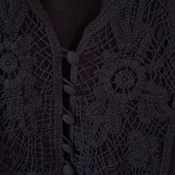 Mystree | Tops | Anthropologie Mystee Navy Blue And Lace Trimmed | Poshmark